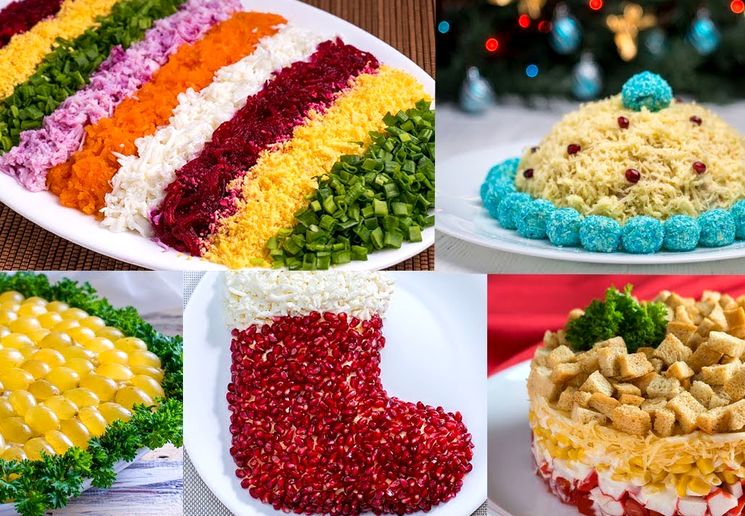 Пять салатов к Новогоднему столу — рецепты и идеи оформления ...